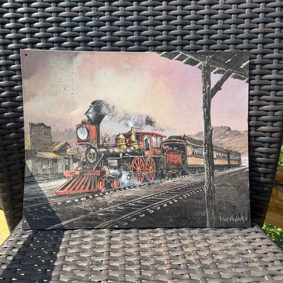 Wall Decor | Vintage Steam Train Tin Sign Roll Edge Enamel Ted Blaylock ...